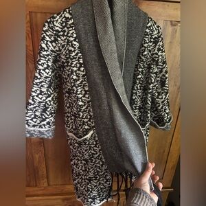 Sweaters | Boho Chic Winter Cardigan Soft Open Wrap With Fringe Scarf ...